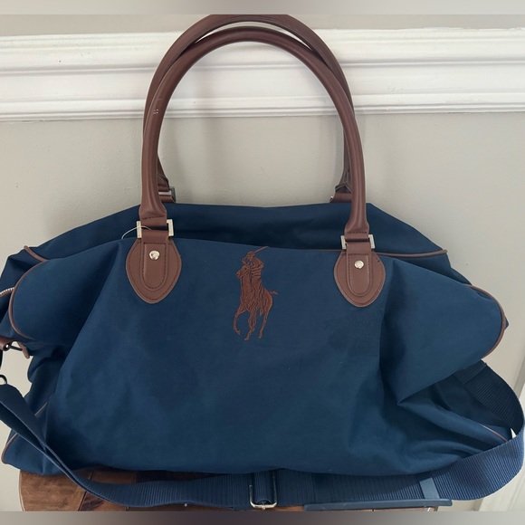Polo Ralph Lauren | Bags | Vintage Polo Ralph Lauren Blue Duffel Bag Big Pony Logo | Poshmark